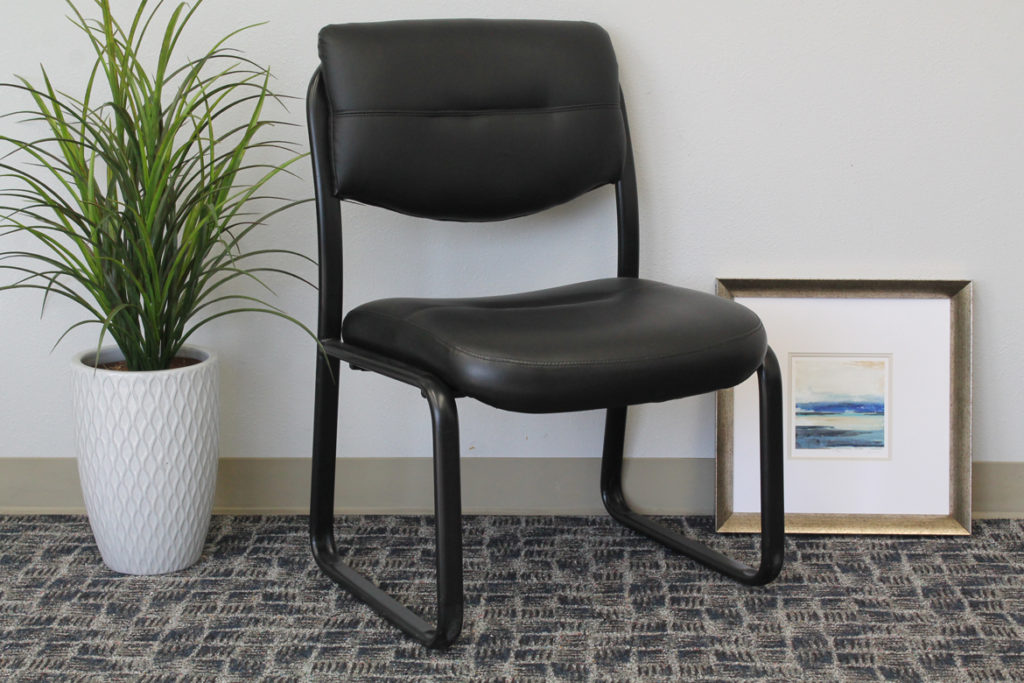 Boss Leather Sled Base Side Chair W/ Arms – BossChair