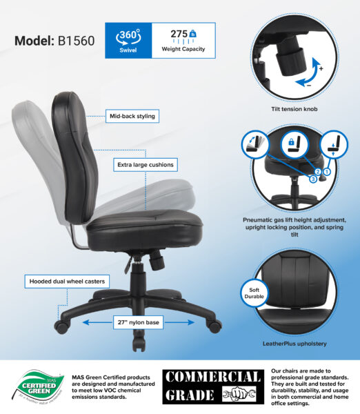 Boss Black Leather Task Chair – BossChair