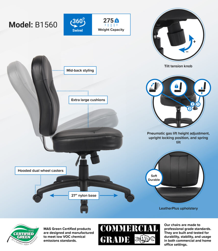Boss Black Leather Task Chair – BossChair