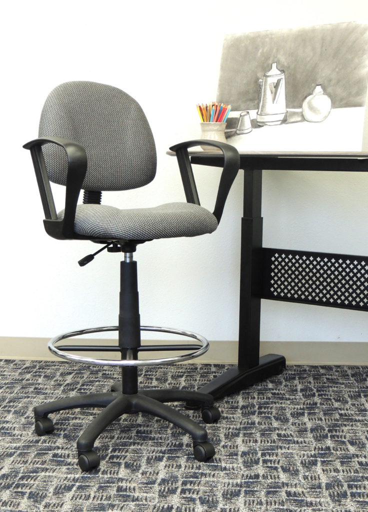 Boss Ergonomic Works Adjustable Drafting Chair with Loop Arms and ...