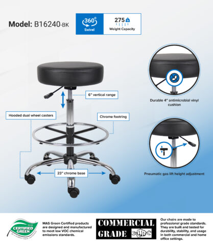 Boss Office AM Vinyl Medical/Drafting Stool, Black – BossChair