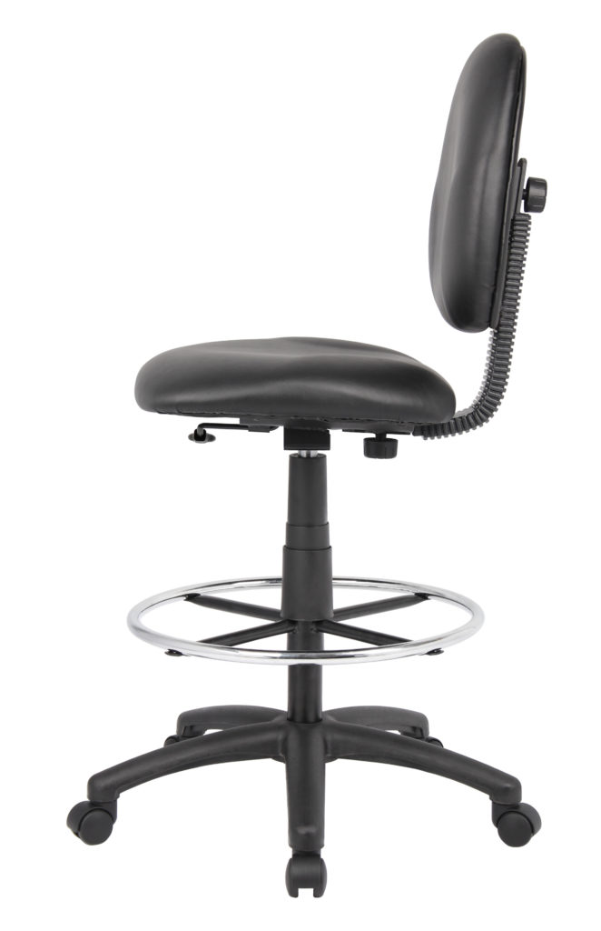 Boss Office AM Vinyl Stand Up Drafting Stool with Foot Rest, Black ...