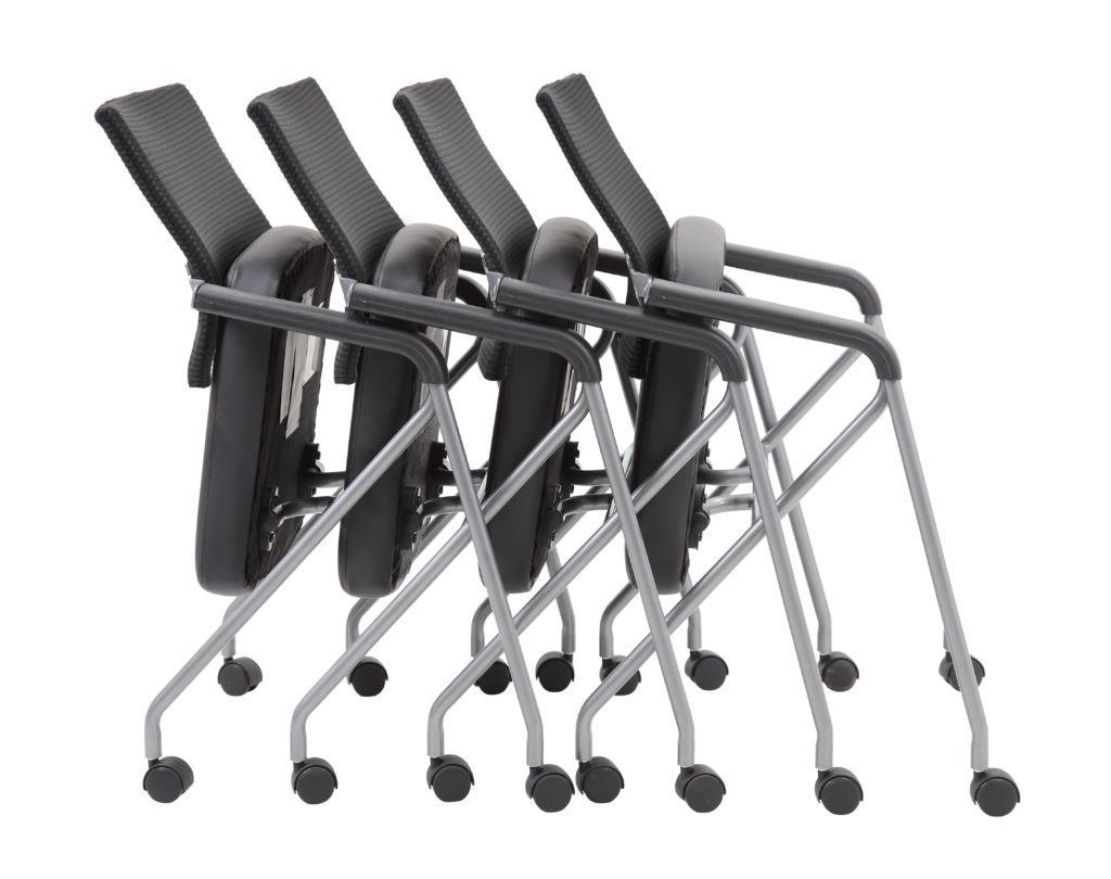 Boss Black Mesh Training Chair With Pewter Frame, (set of 2) – BossChair