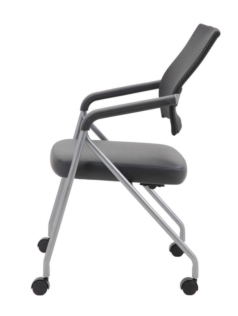 Boss Black Mesh Training Chair With Pewter Frame, (set of 2) – BossChair