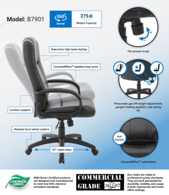 Boss Caressoftplus Vinyl Executive High Back Chair – BossChair