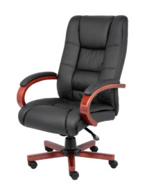 Boss High Back Executive Wood Finished Chairs, Cherry – BossChair