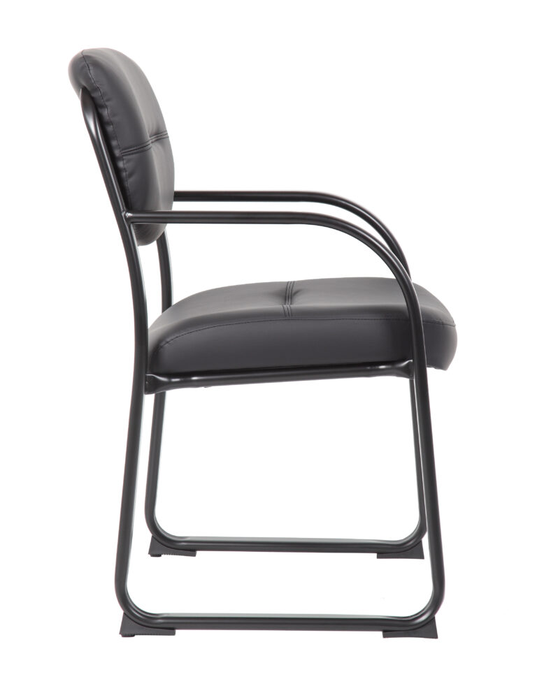 Boss Leather Sled Base Side Chair W/ Arms – BossChair