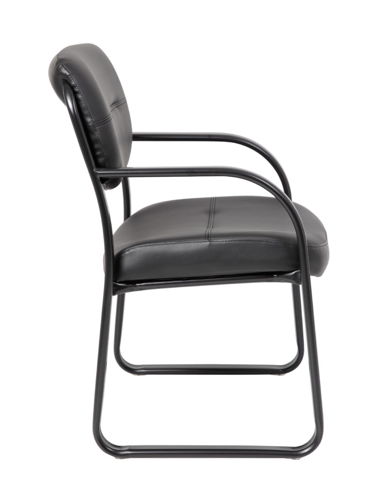 Boss Leather Sled Base Side Chair W/ Arms – BossChair