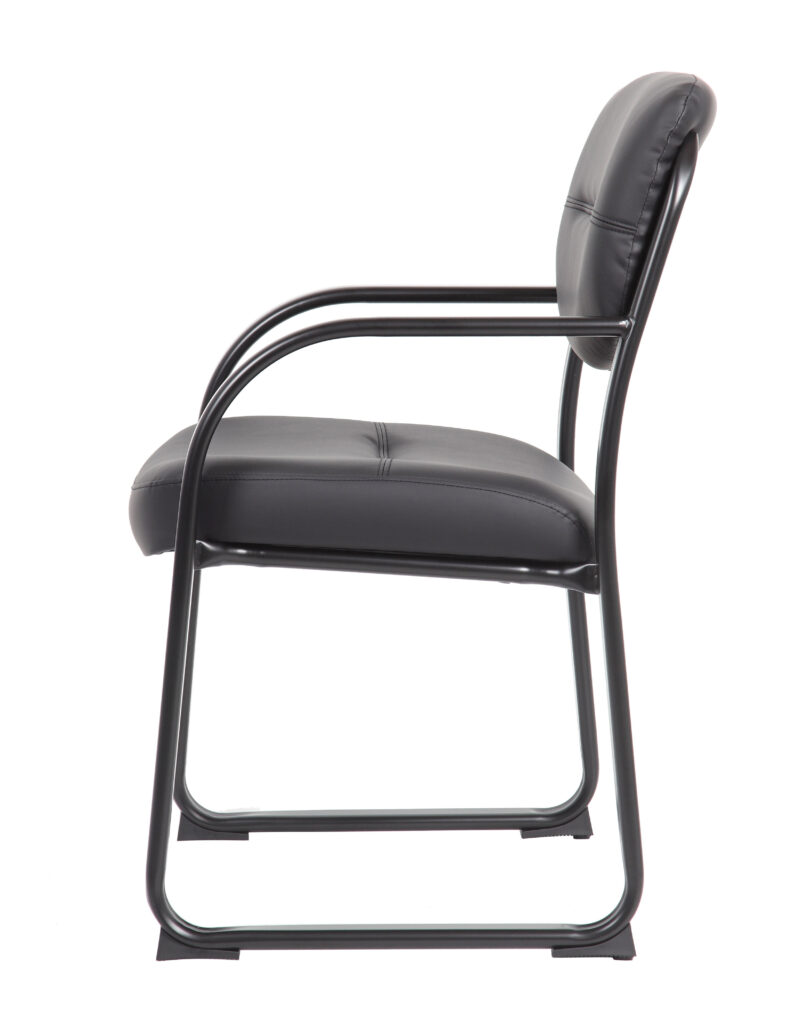 Boss Leather Sled Base Side Chair W/ Arms – BossChair