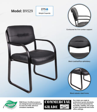Boss Leather Sled Base Side Chair W/ Arms – BossChair