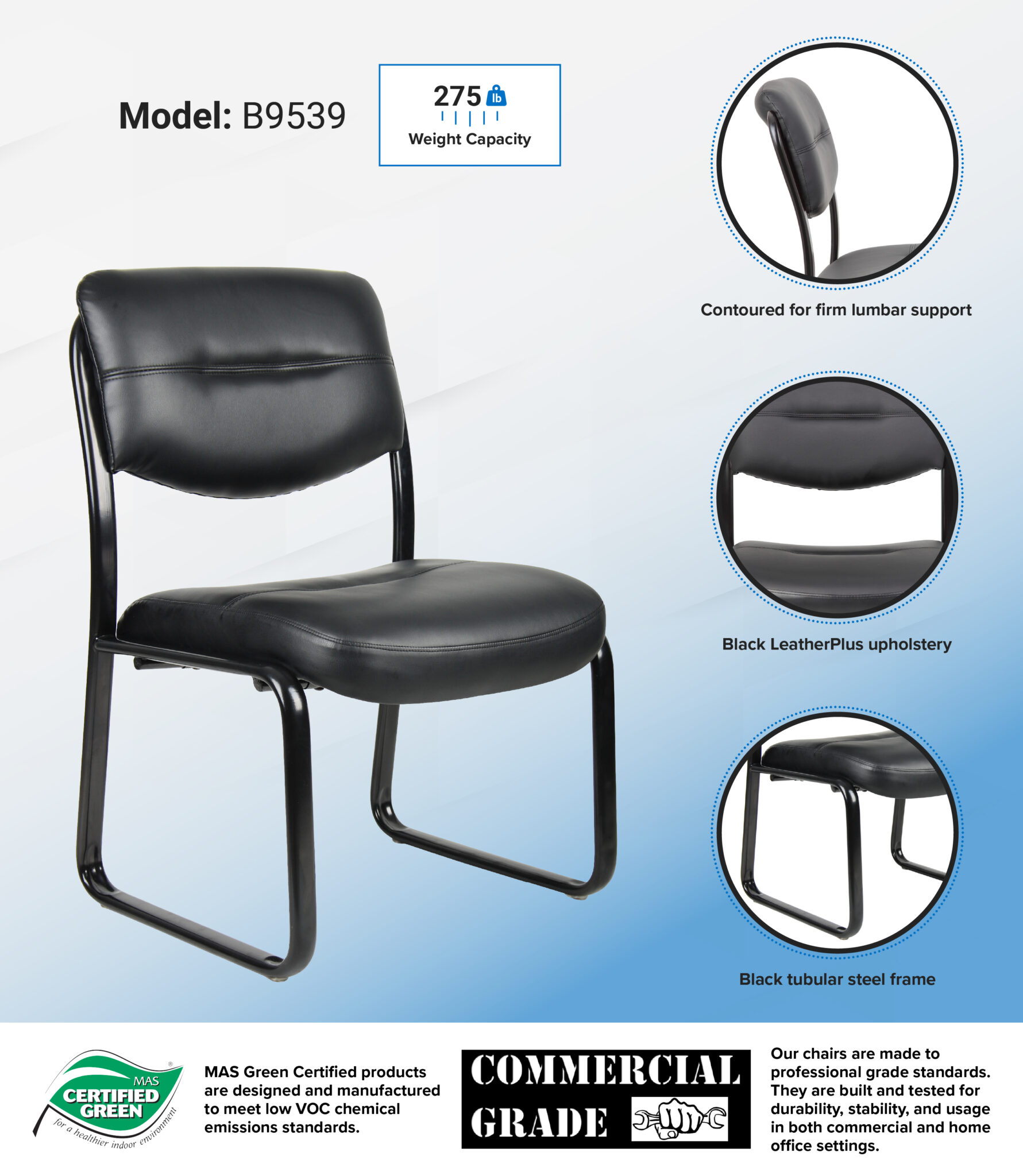 Boss Leather Sled Base Side Chair – BossChair