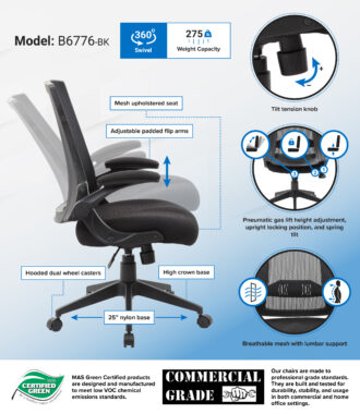 Boss Mesh Back, Flip Arm Task Chair – BossChair