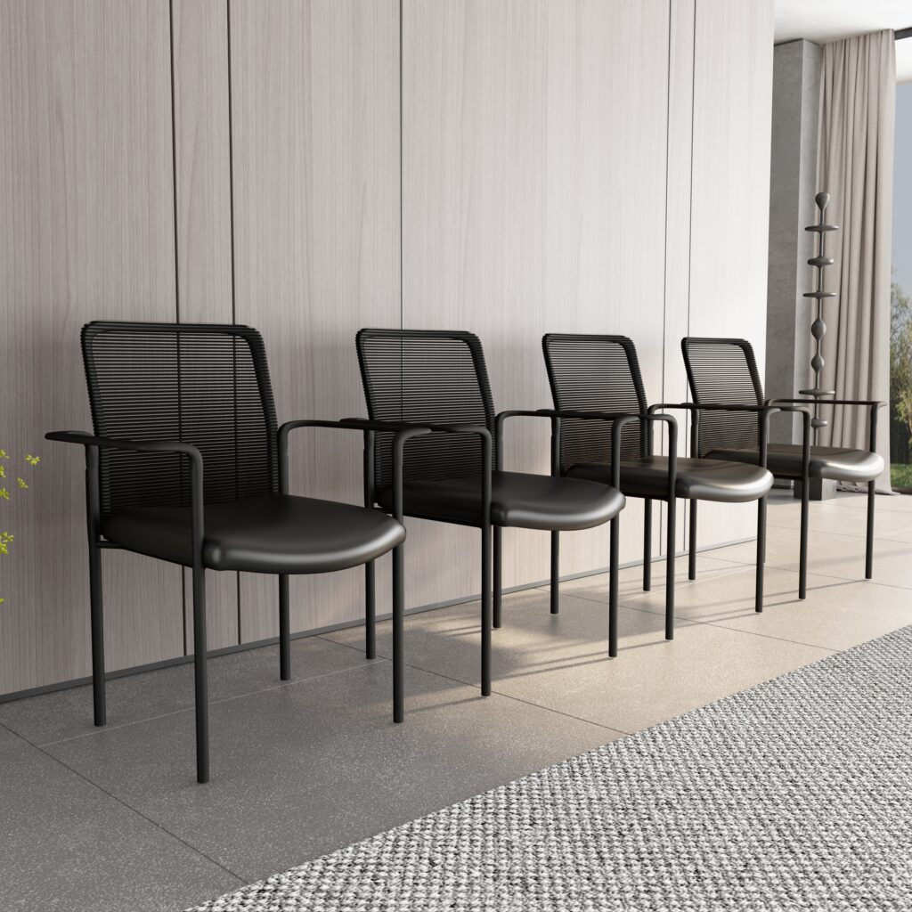 Boss Stackable Mesh Back/Caressoft Vinyl Seat Guest Chair, Black ...