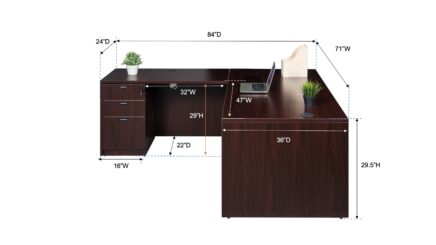 Boss 71 Inch Desk, Executive L-Shape Corner Desk with File Storage ...