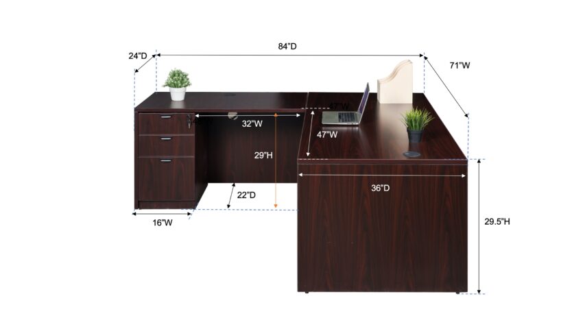 Boss 71 Inch Desk, Executive L-Shape Corner Desk with File Storage ...