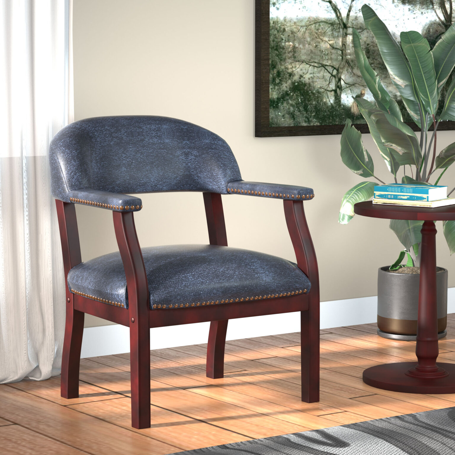 Boss Captain’s guest, accent or dining chair in Blue Vinyl – BossChair