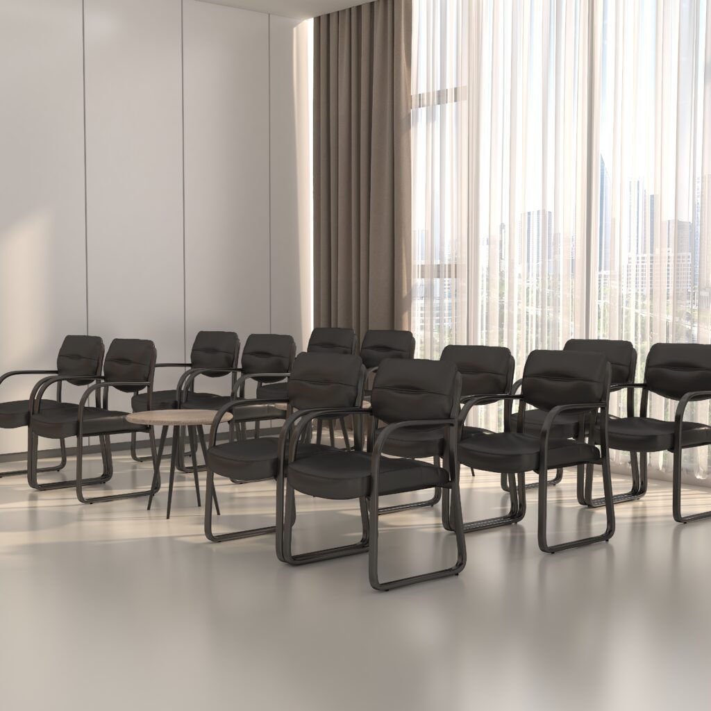 Boss Leather Sled Base Side Chair W/ Arms – BossChair