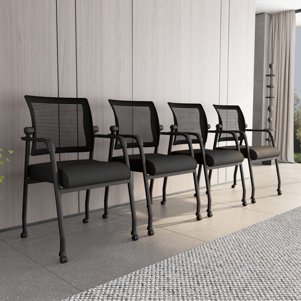 Boss Linear Mesh 4-Legged Guest Chair w/ Casters – BossChair