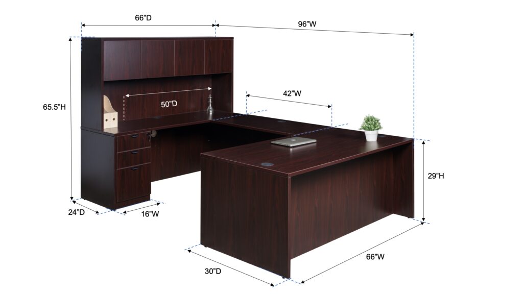 Boss 66 Inch Executive U-Shape Desk with File Storage Pedestal and ...