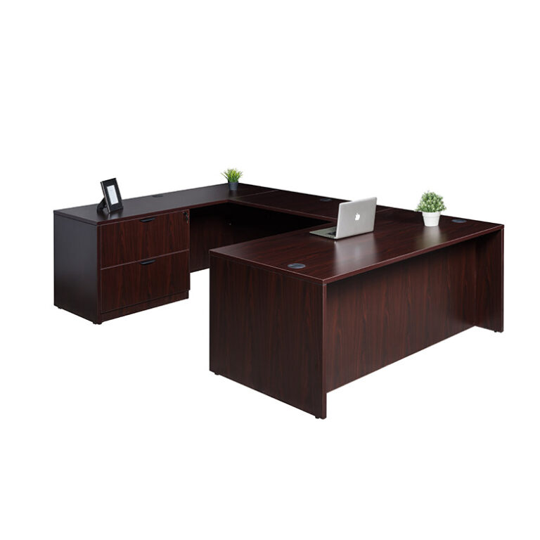 Boss 71 Inch Executive U-Shape Desk with Lateral File and Credenza ...