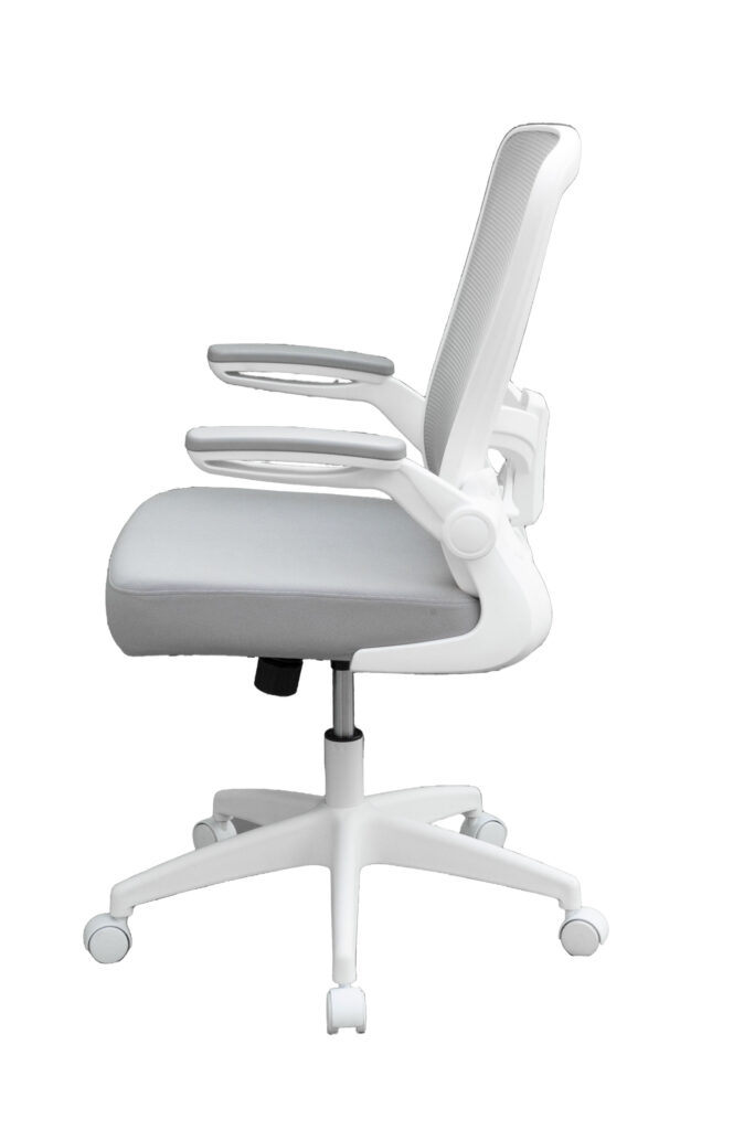 Boss Grey Mesh, Flip Arm, Task Chair, White Frame – BossChair