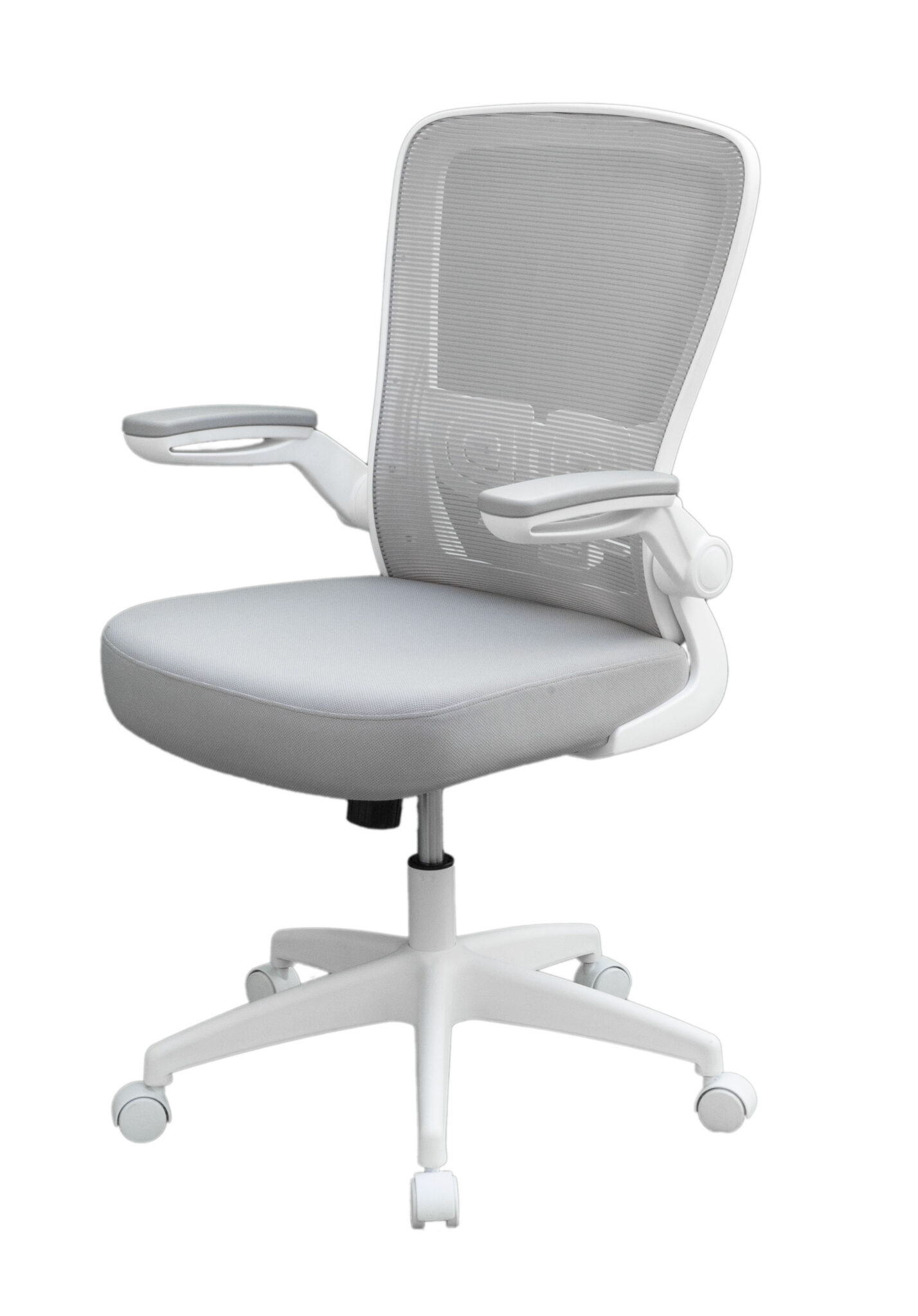 Boss Grey Mesh, Flip Arm, Task Chair, White Frame – BossChair