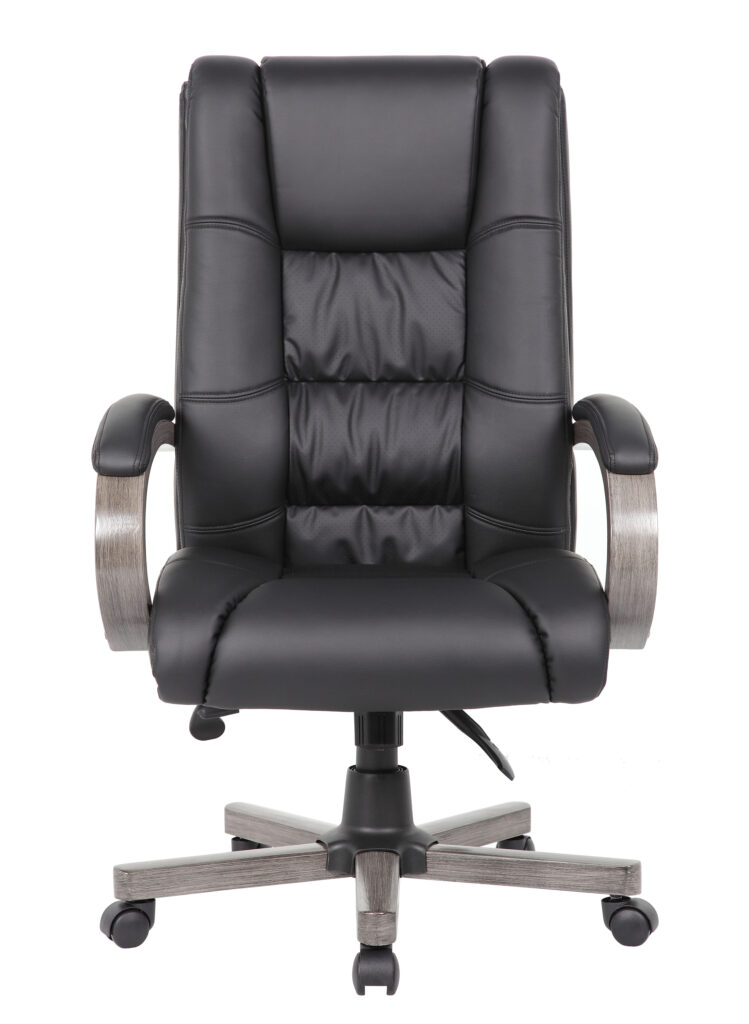 Boss High Back Executive Wood Finished Chairs, Grey – BossChair