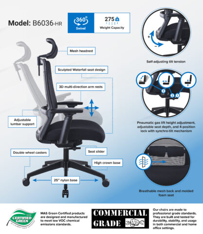 Boss Mesh Chair, w/ Headrest – BossChair
