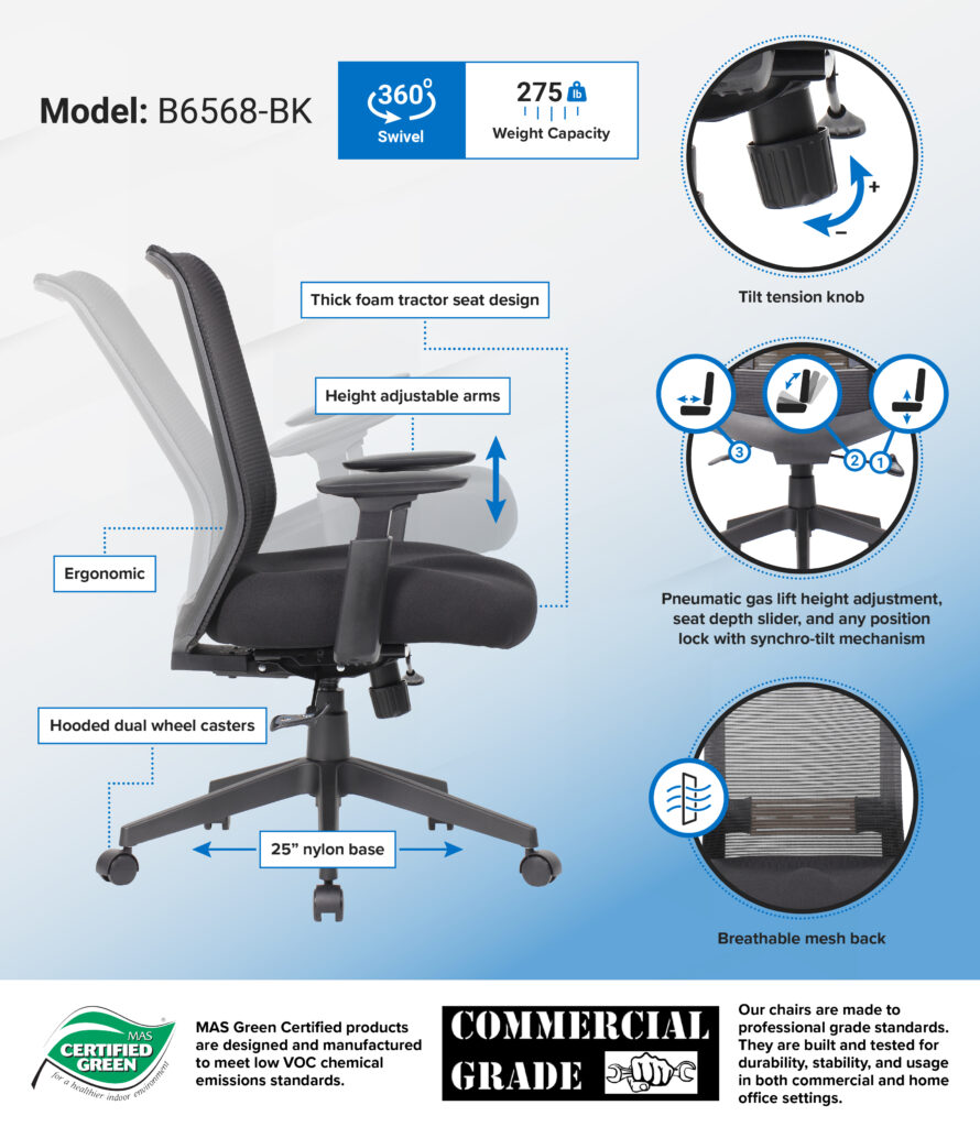 Boss Mesh Task Chair, Black – BossChair