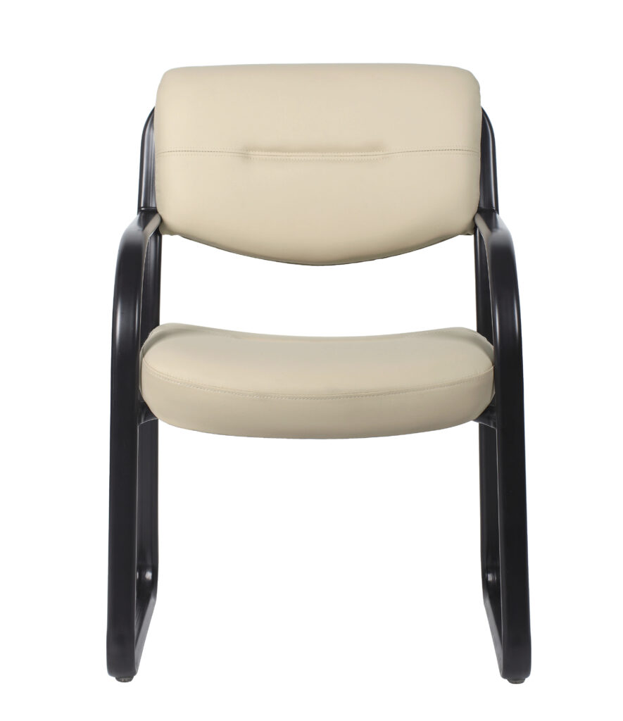 Boss Leather Sled Base Side Chair, Beige – BossChair