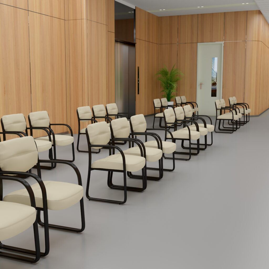 Boss Leather Sled Base Side Chair, Beige – BossChair